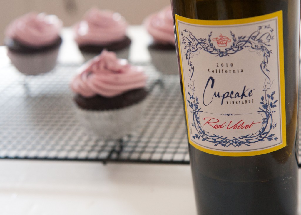 These Cupcakes combine the love of chocolate & wine.